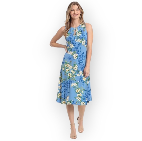 London Style | Dresses | London Style Collection Floral Pleated Neck ...